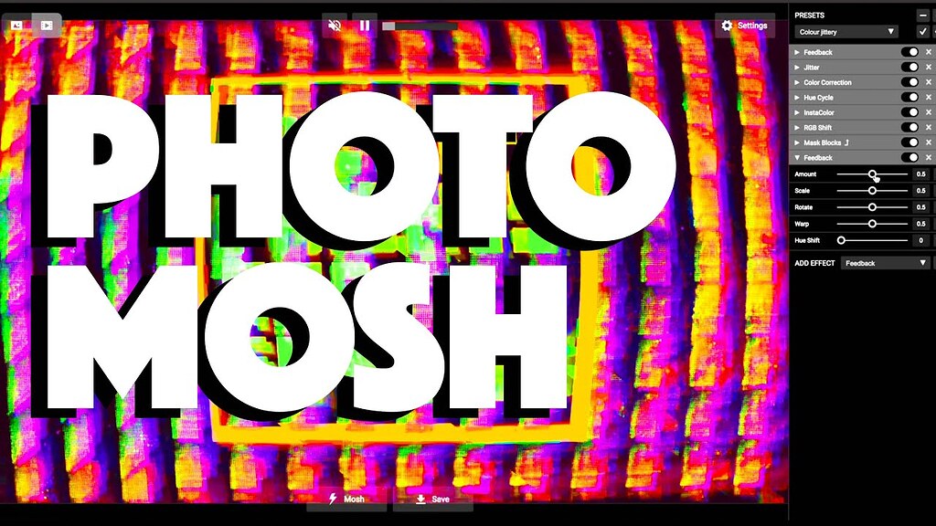 PhotoMosh-Pro Realtime video fx app - scanlines